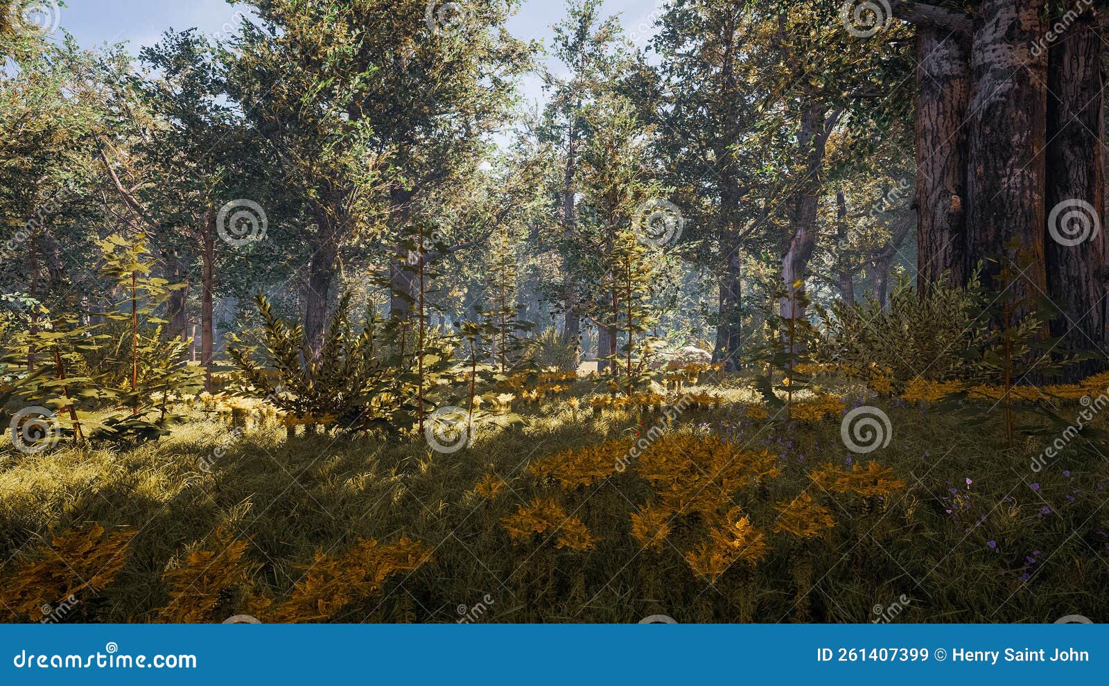 Natural Forest Landscape and Metaverse Technology. 3D Render Stock ...