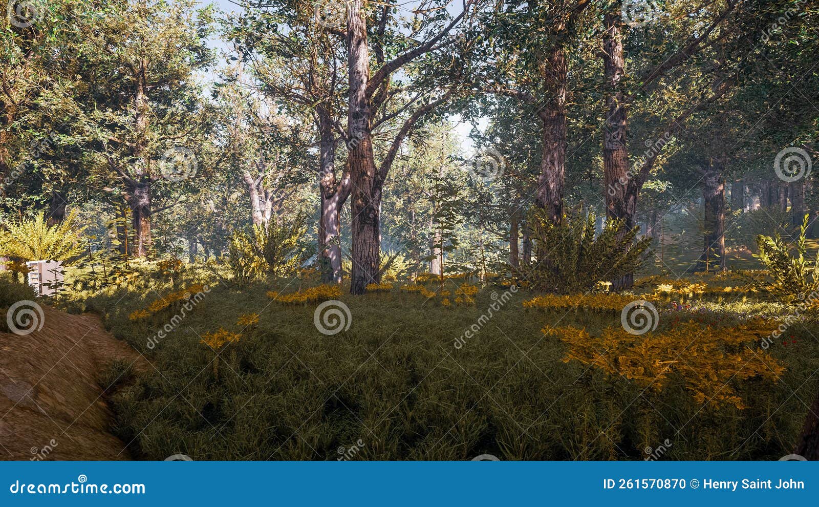 Natural Forest Landscape and Metaverse Technology. 3D Render Stock ...