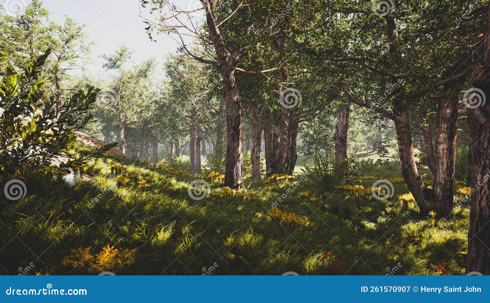 Natural Forest Landscape and Metaverse Technology. 3D Render Stock ...