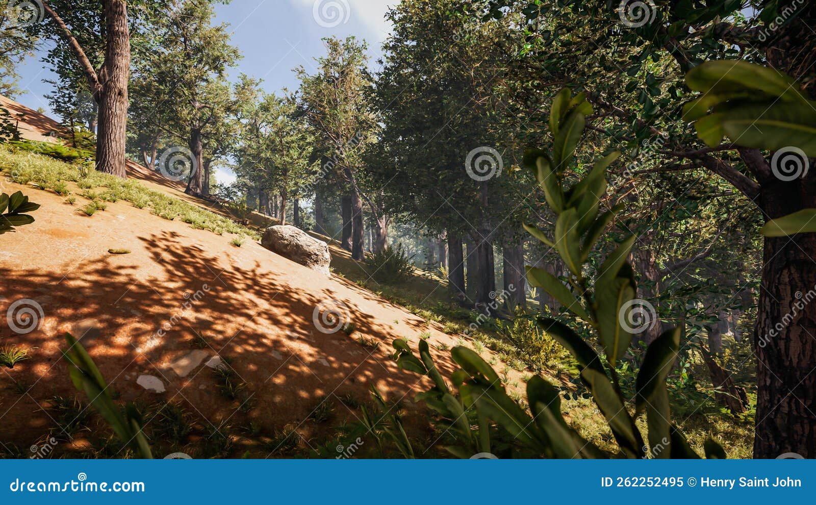 Natural Forest Landscape and Metaverse Technology. 3D Render Stock ...