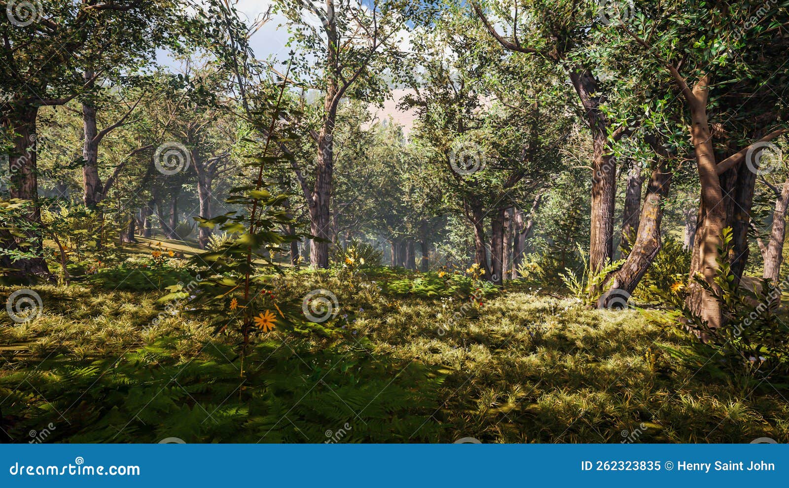 Natural Forest Landscape and Metaverse Technology. 3D Render Stock ...