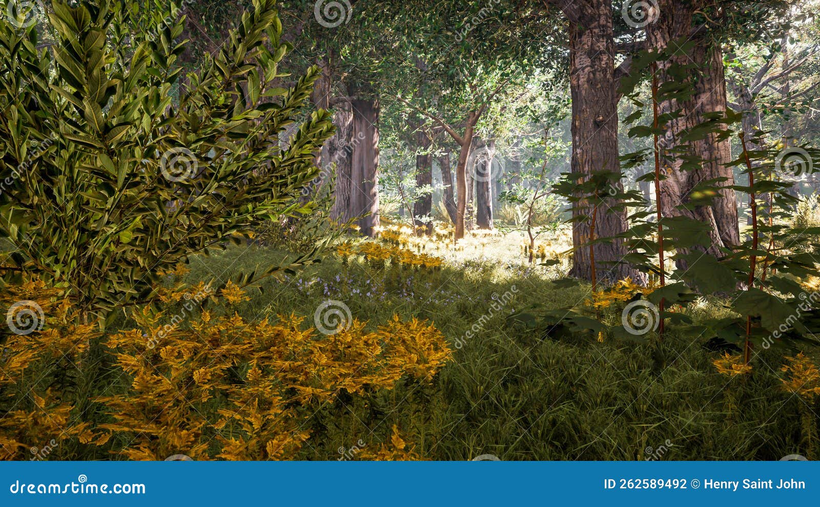 Natural Forest Landscape and Metaverse Technology. 3D Render Stock ...