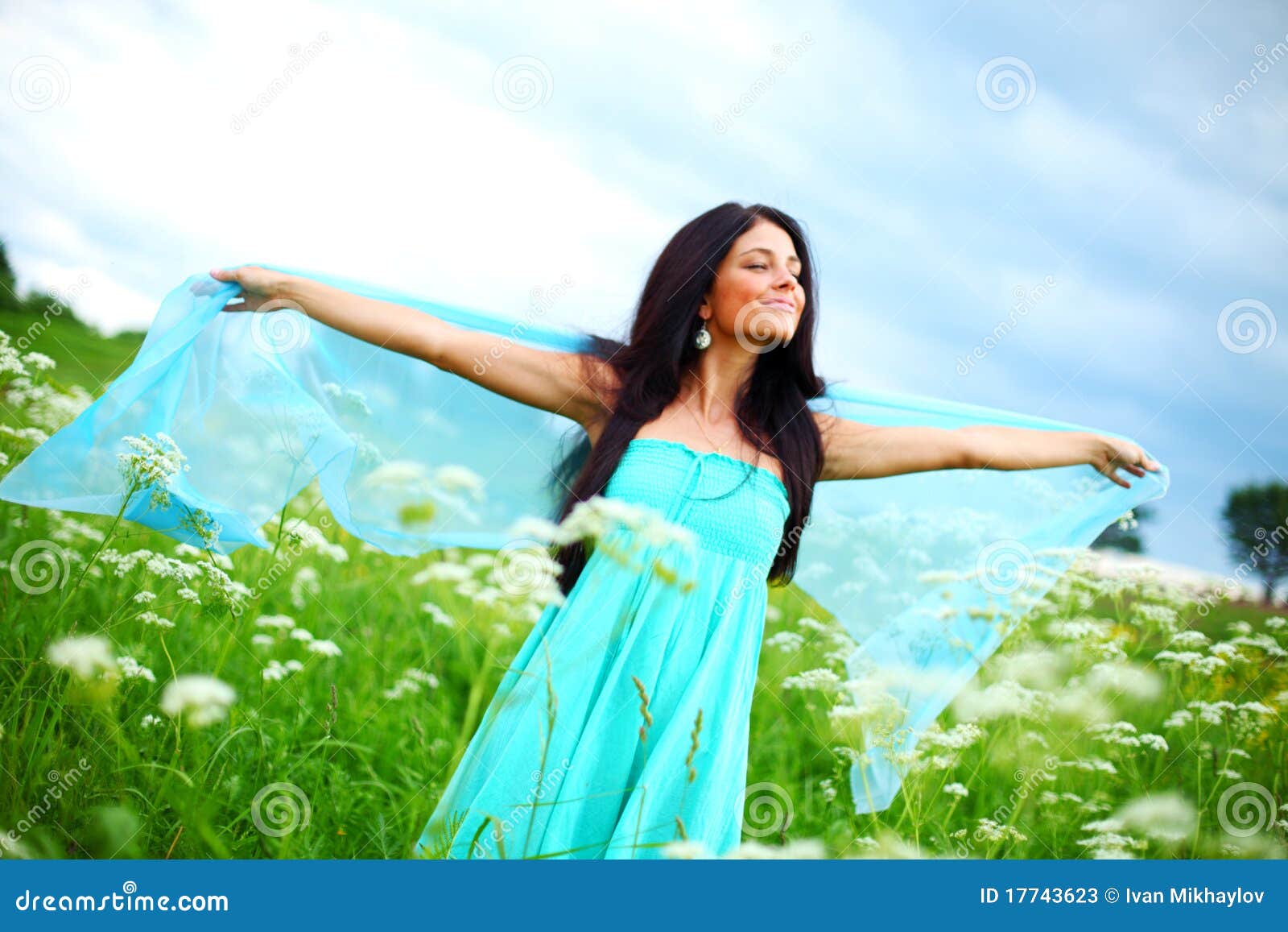 Natural freedom stock image. Image of meadow, female - 17743623