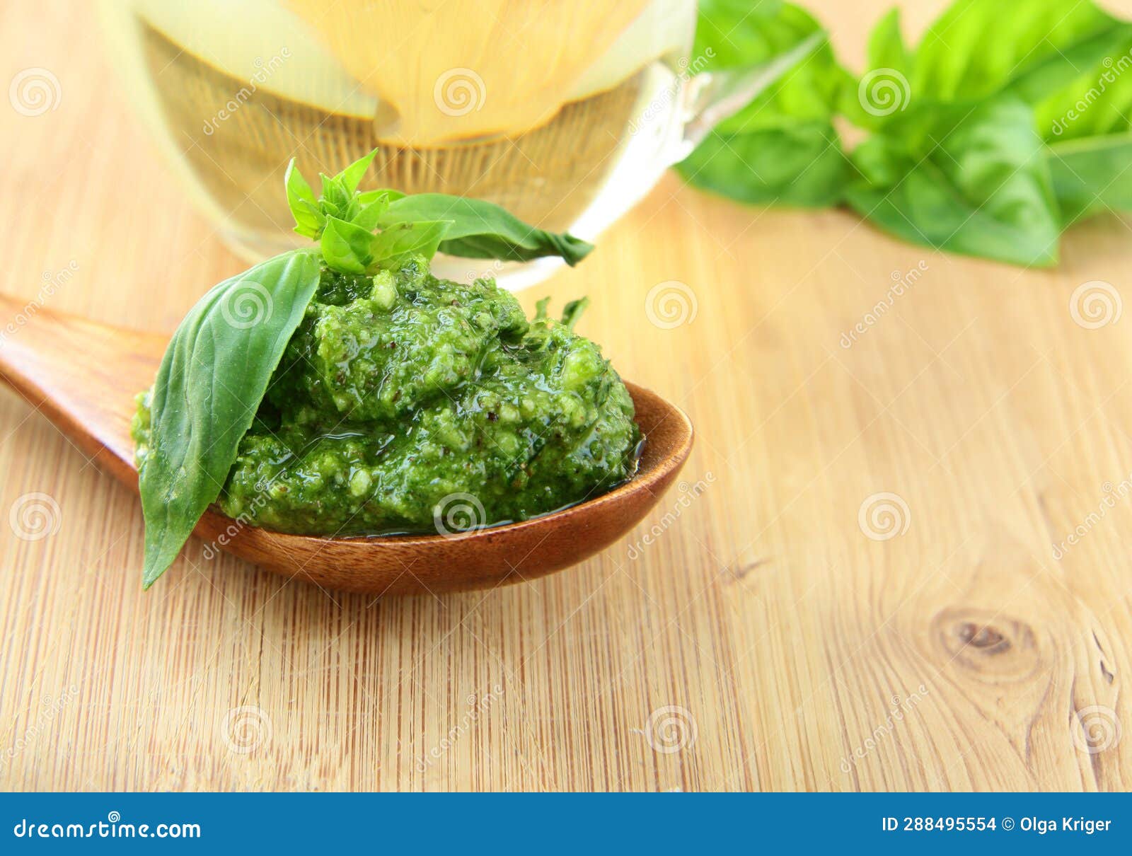 Natural Fresh Basil Pesto Sauce Stock Photo - Image of pesto, homemade ...
