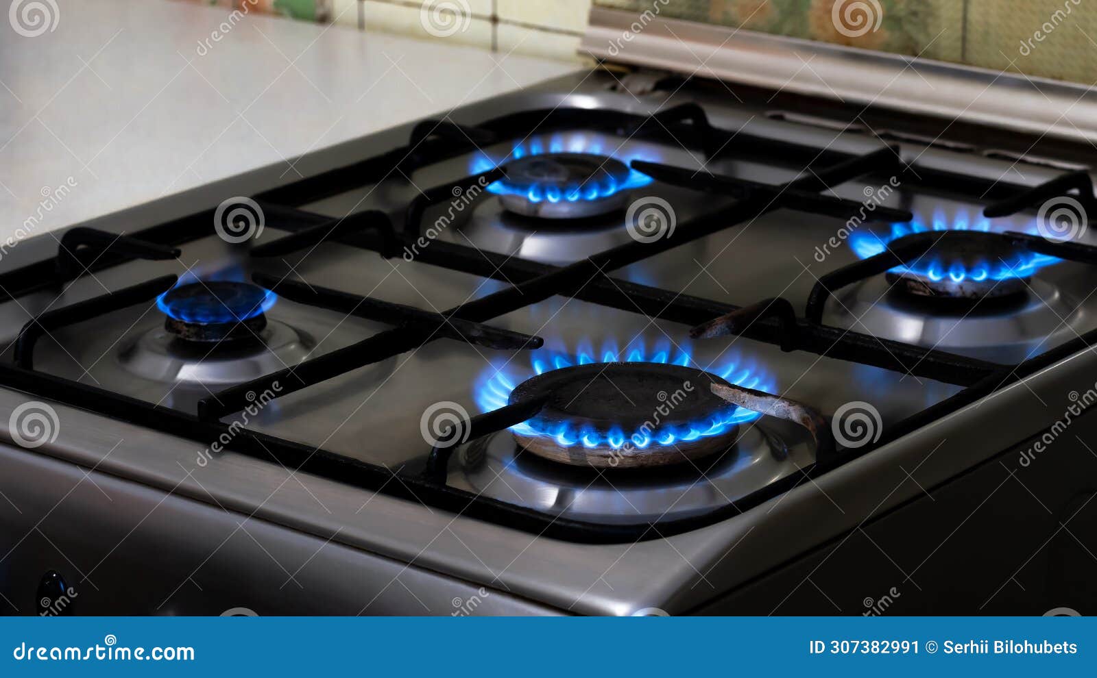 Natural Gas. Blue Flame. Propane Stock Image - Image of kitchen, stove ...