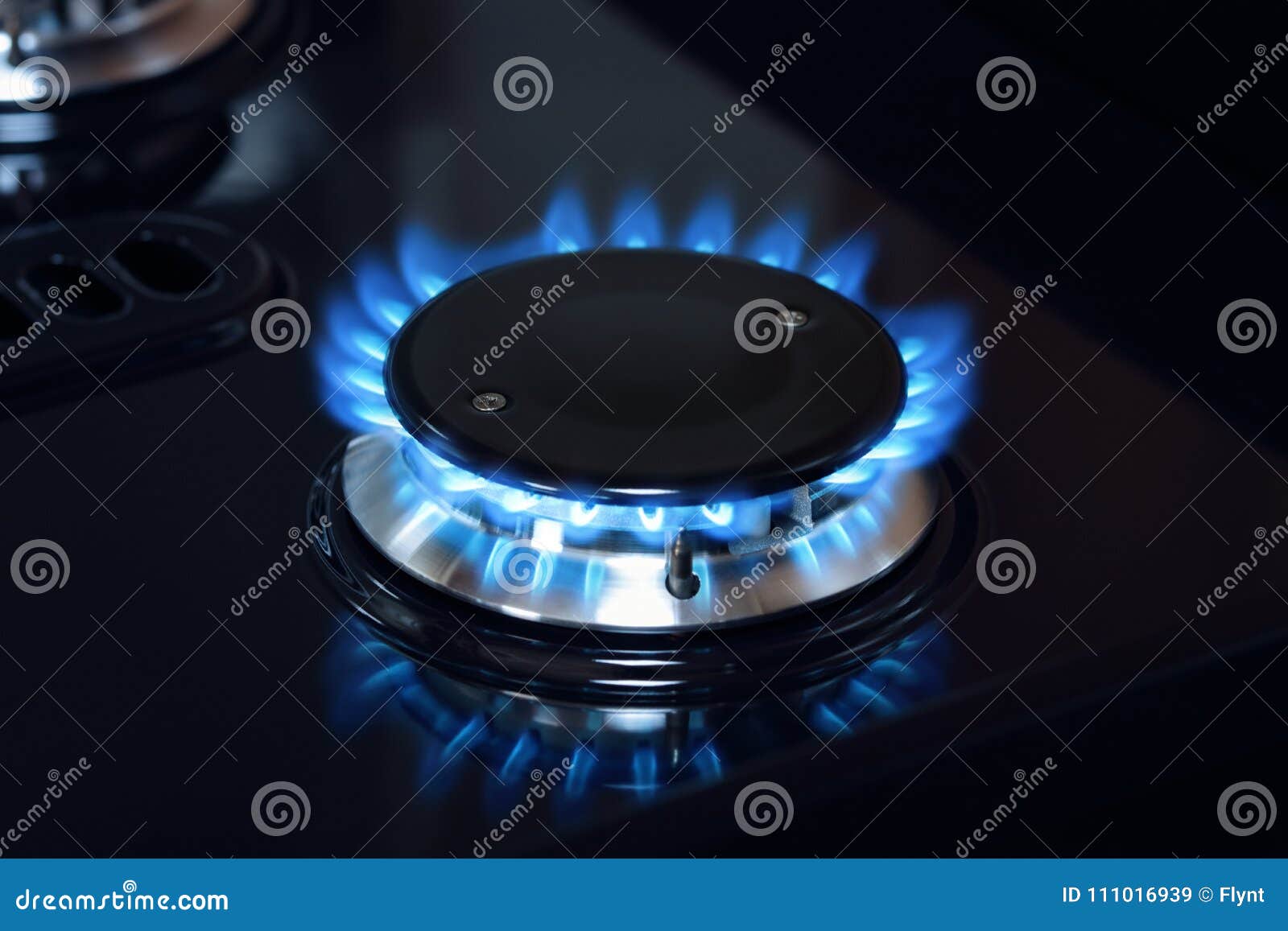 Natural Gas Burner Flame on Stove Stock Image - Image of cookery ...