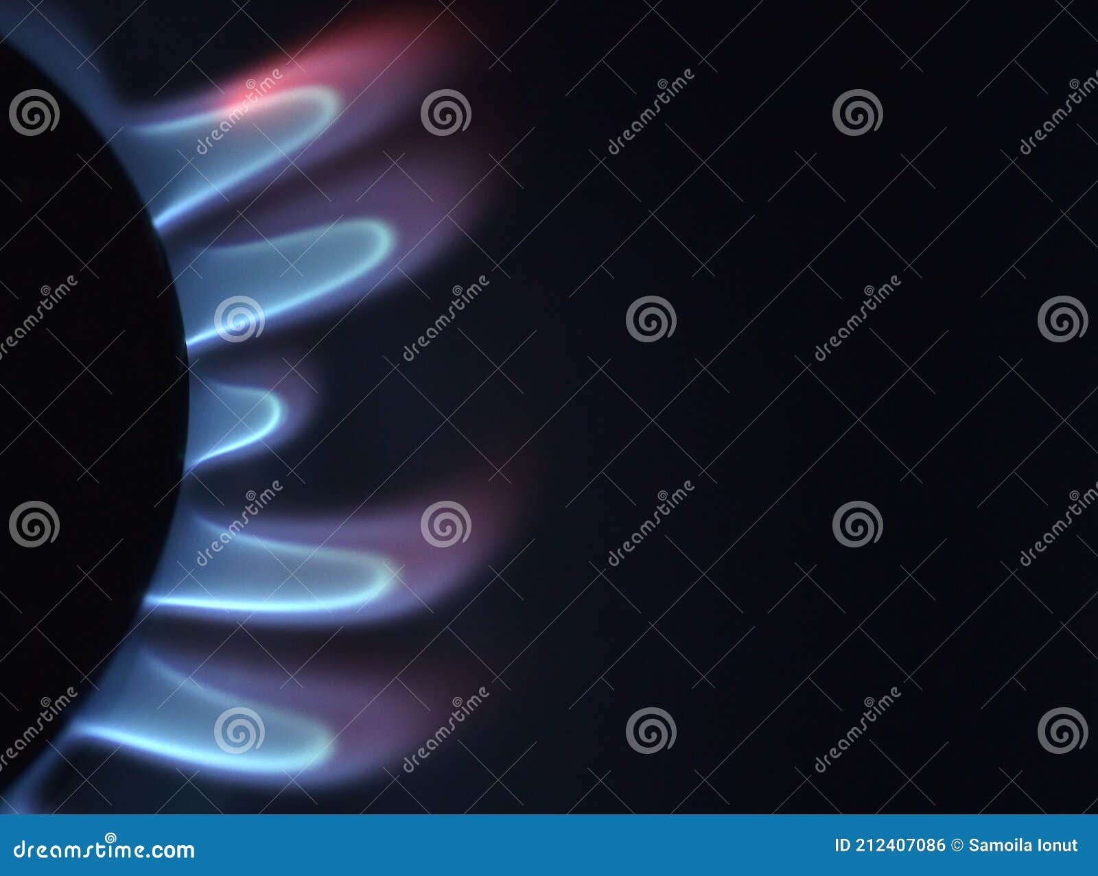 Natural Gas Burning a Blue Flames on Black Background Stock Photo ...