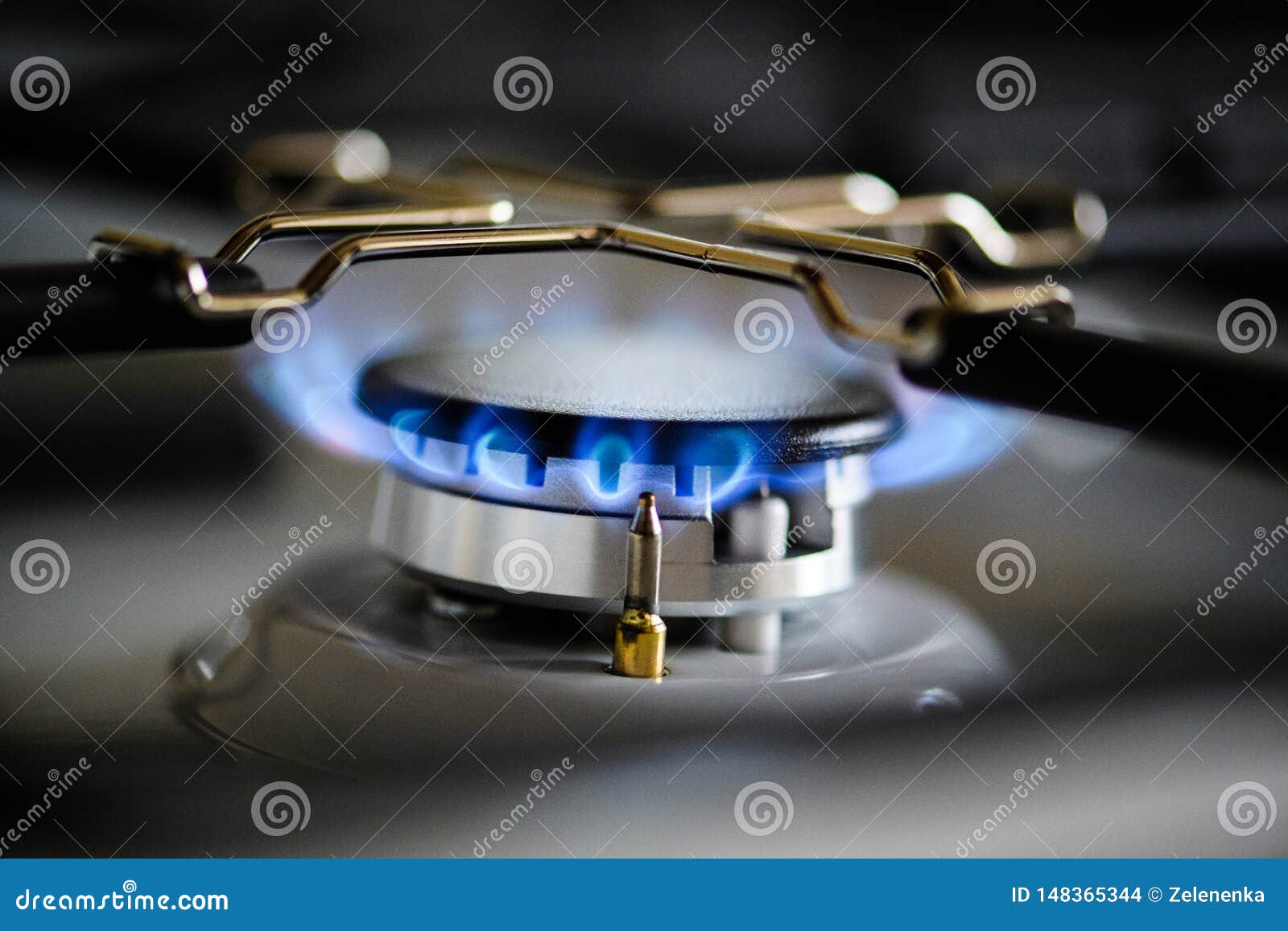 Natural Gas Burning on Kitchen Gas Stove Stock Photo - Image of glow ...