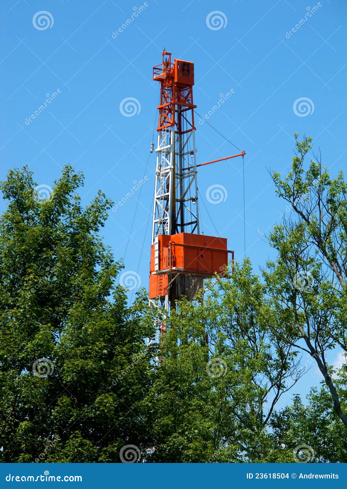 Natural Gas Drill Peaking Above Trees Stock Photo - Image of hydraulic ...