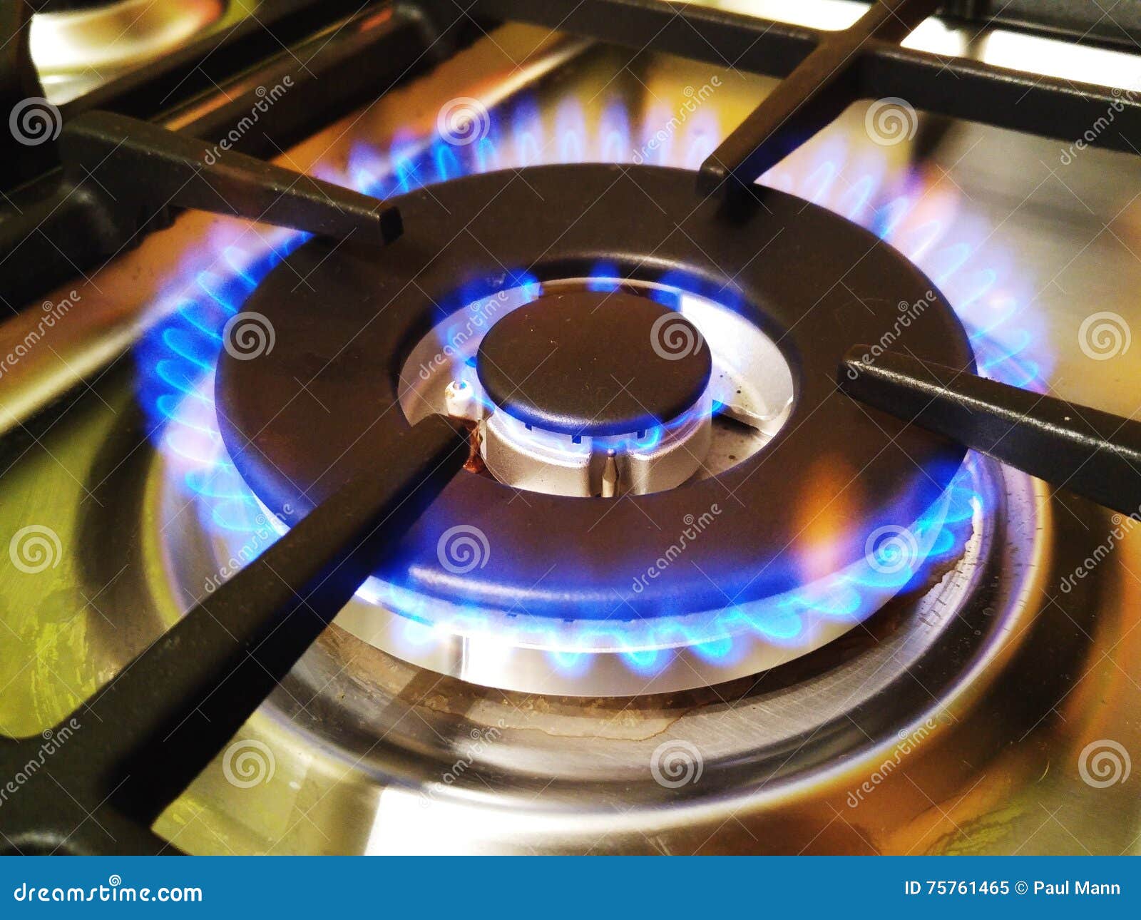 Natural Gas Hob Cooker Cook Food Heat Flame Blue New Stock Image ...