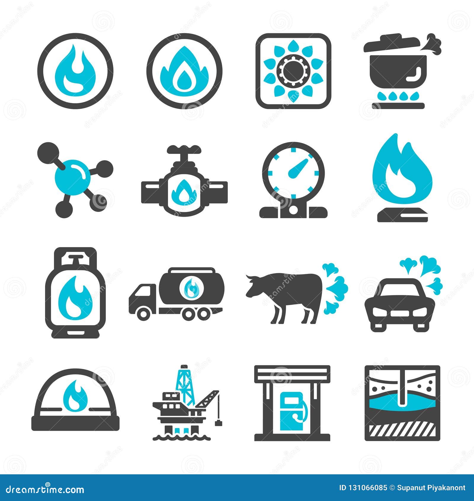 Natural gas icon set stock vector. Illustration of extraction - 131066085