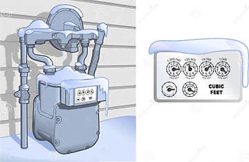 Natural Gas Meter in the Snow Stock Vector - Illustration of fuel ...