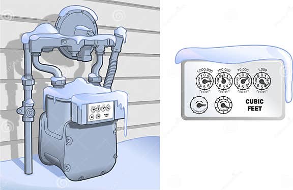 Natural Gas Meter in the Snow Stock Vector - Illustration of fuel ...