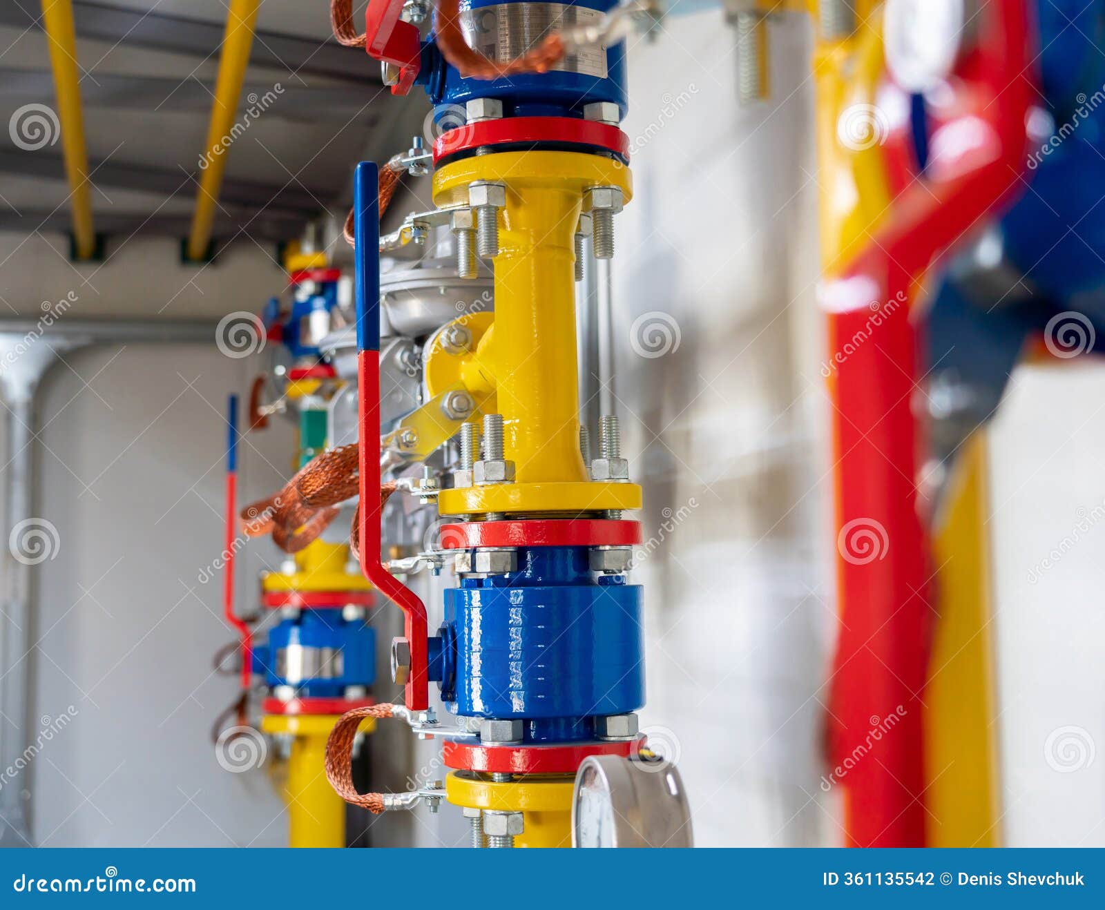 Natural Gas Piping System with Vibrant Valves Showcasing Engineering ...