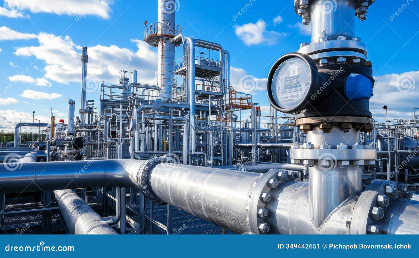 Natural Gas Processing Facility with Piping System Stock Image - Image ...