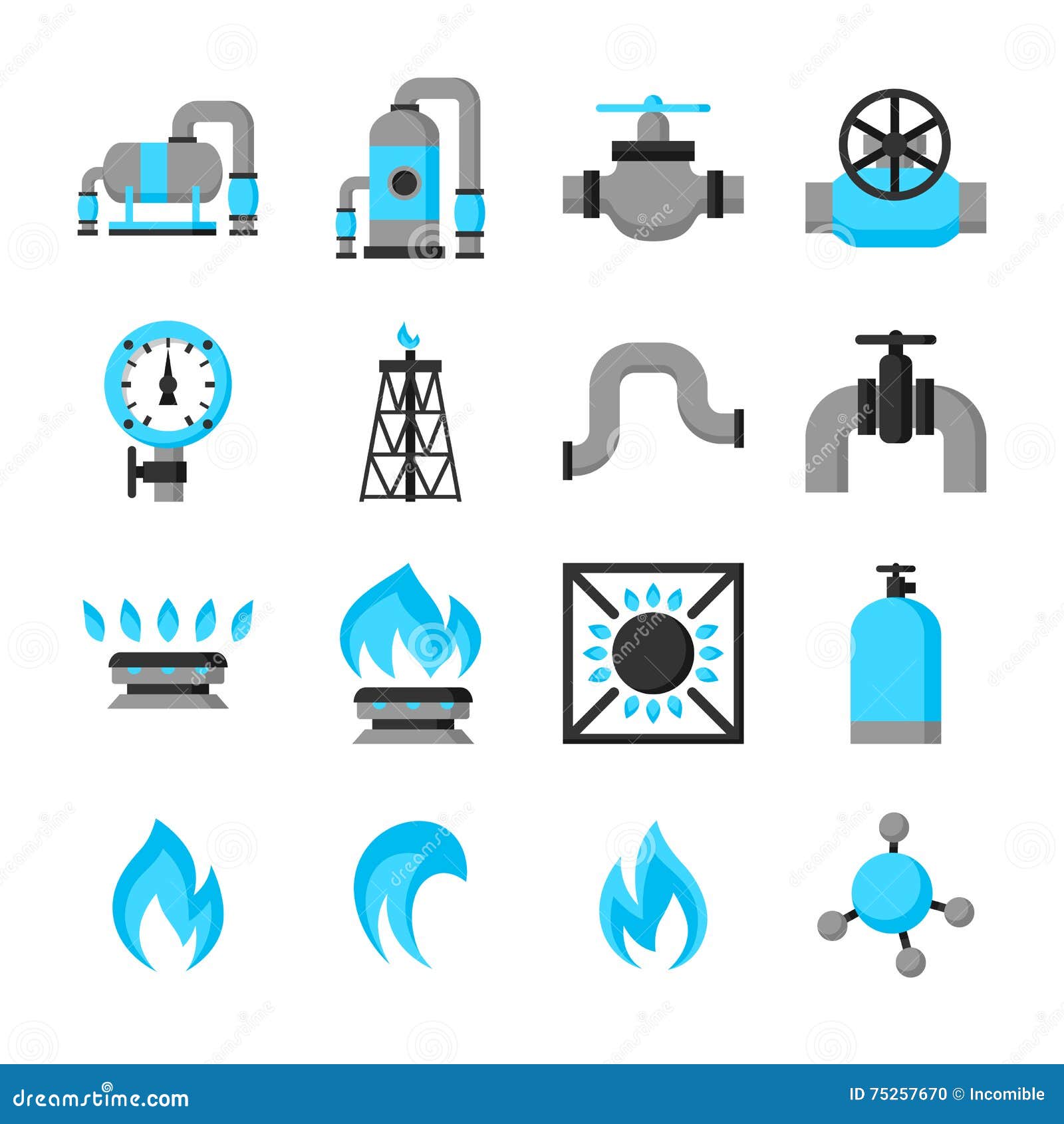 Natural Gas Production, Injection and Storage. Set of Objects Stock ...