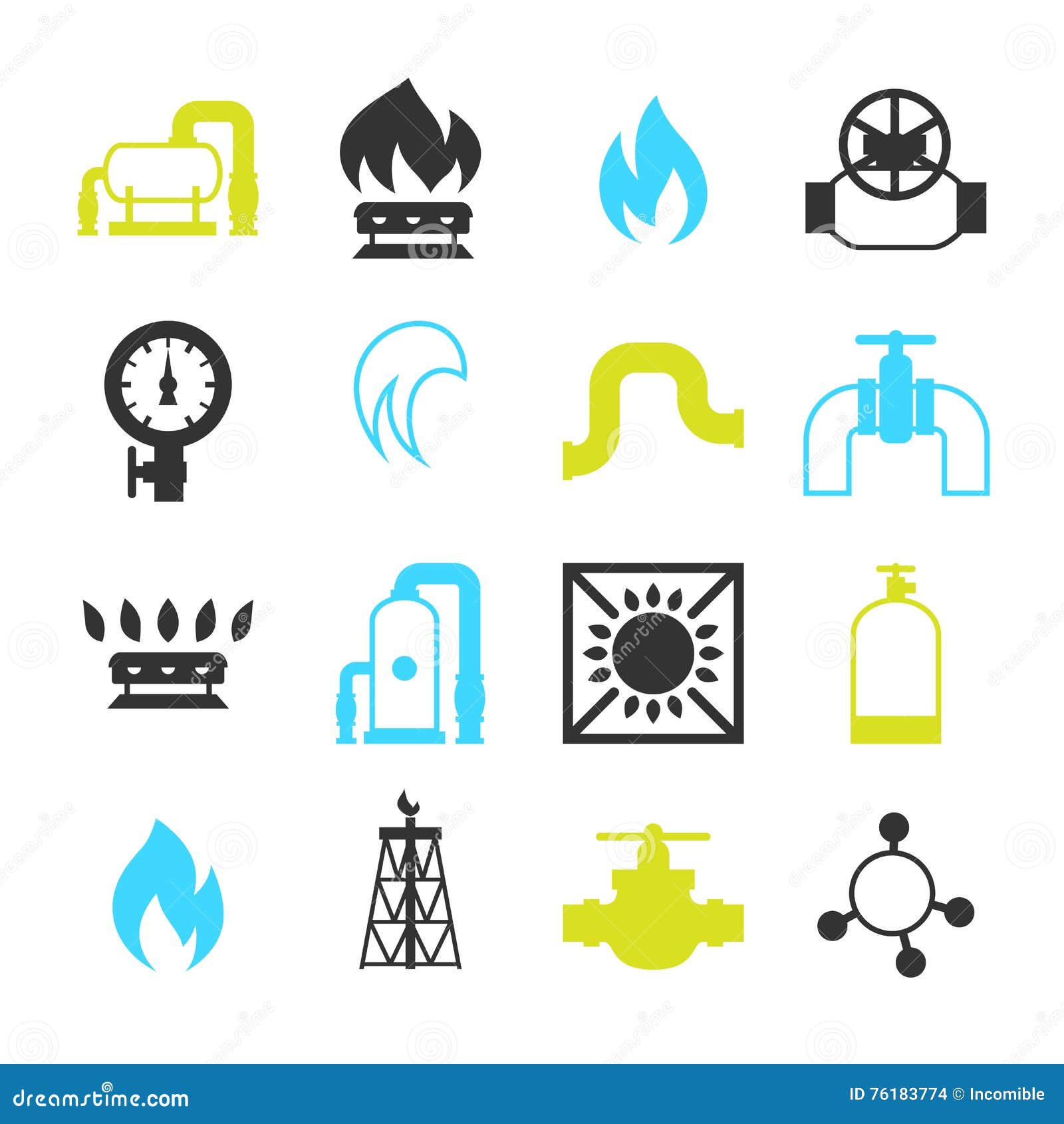 Natural Gas Production, Injection and Storage. Set of Objects Stock ...