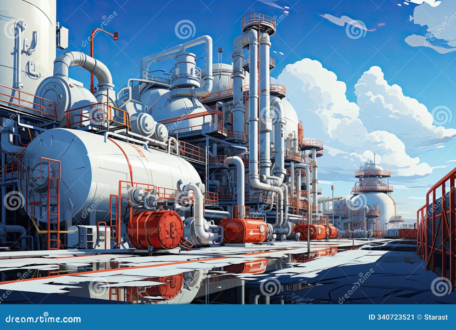 Natural Gas Storage Tanks, Gas Transport System Stock Illustration ...