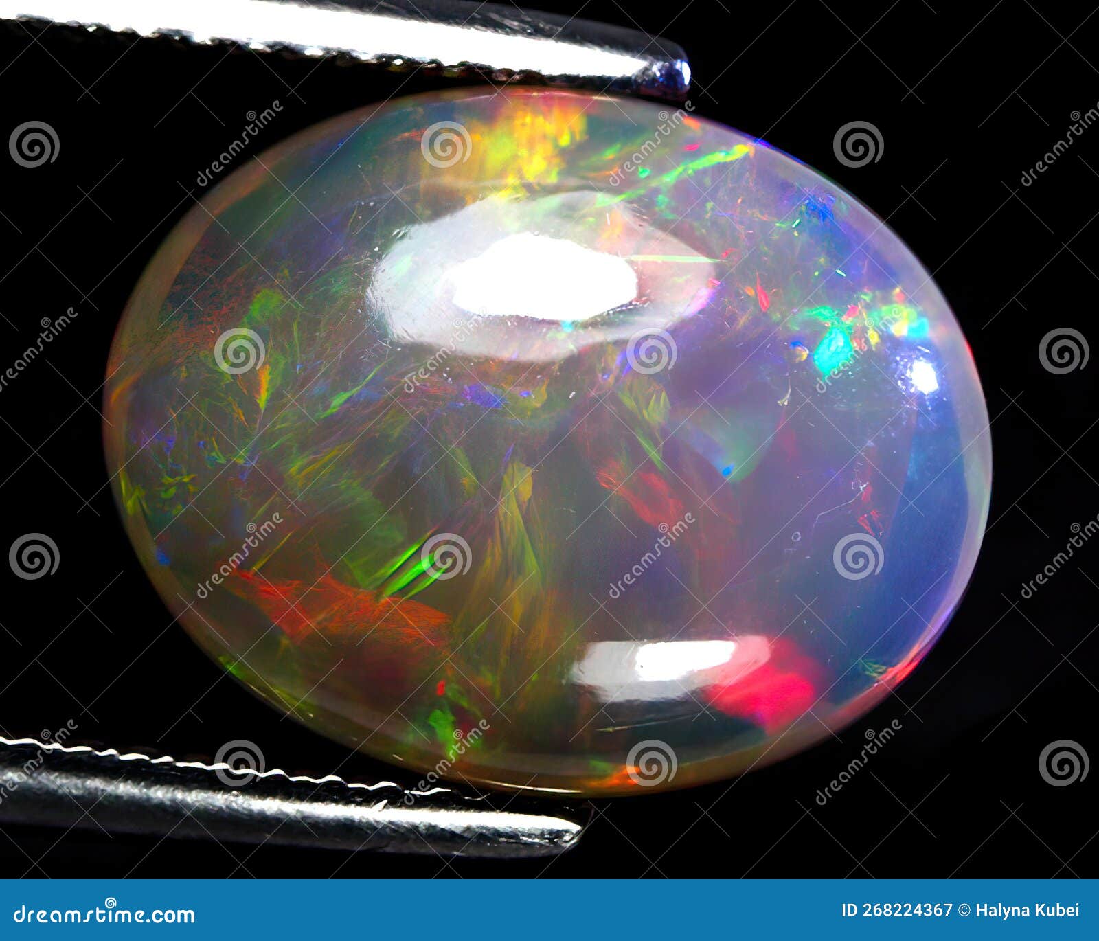 Natural Gemstone Rainbow Opal on Gray Background Stock Image - Image of ...
