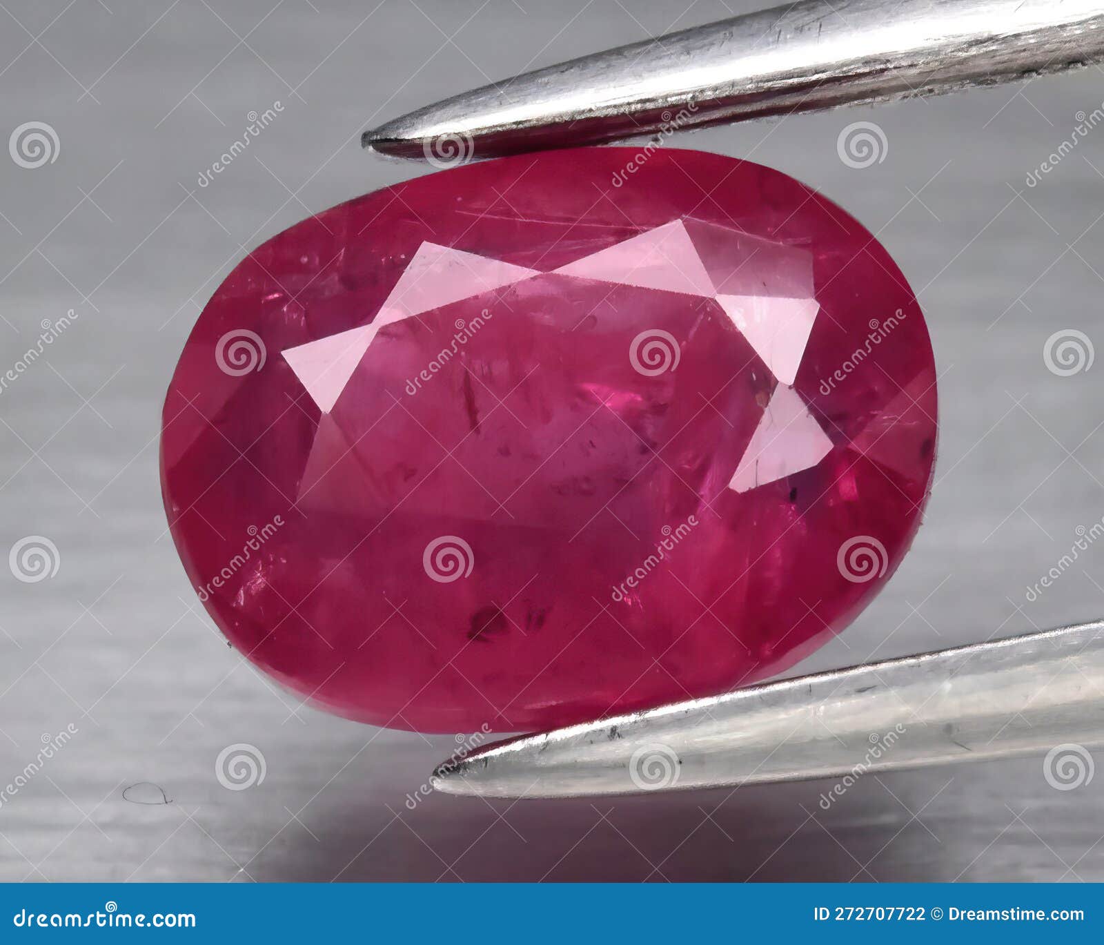 Natural Gemstone Red Ruby on Gray Background Stock Photo - Image of ...