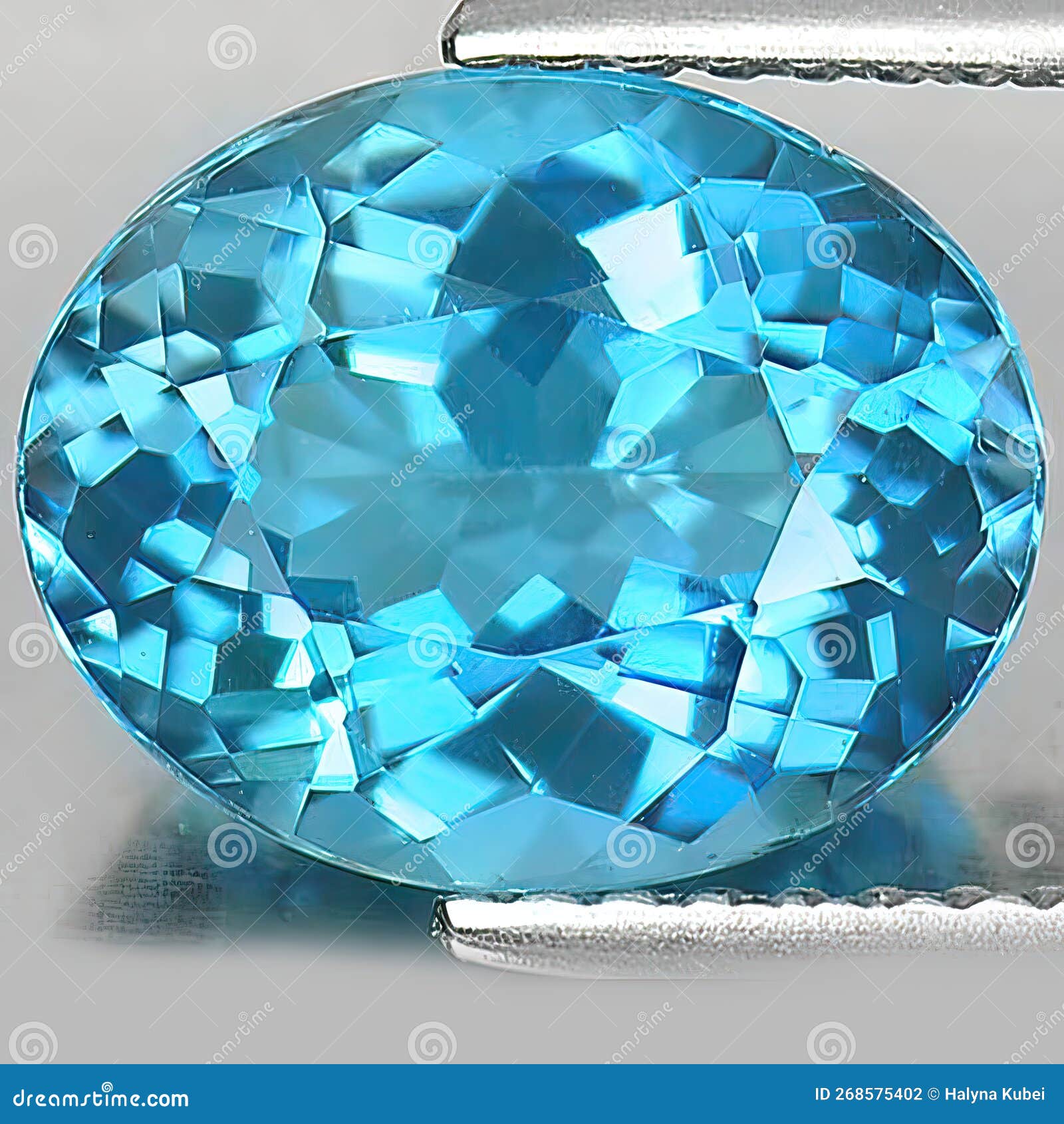 Natural Gemstone Blue Topaz on White Background Stock Illustration ...