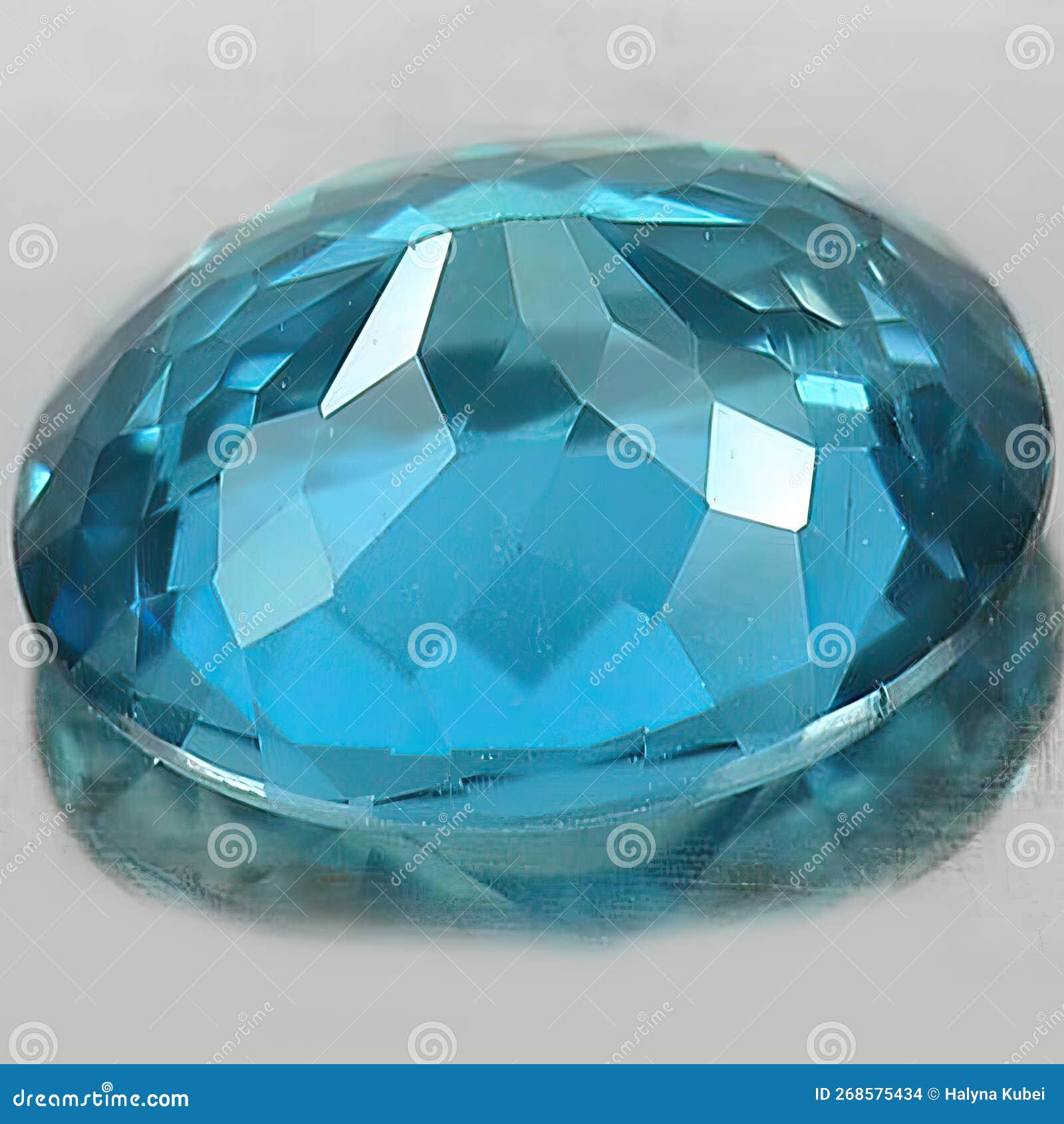 Natural Gemstone Blue Topaz on White Background Stock Illustration ...