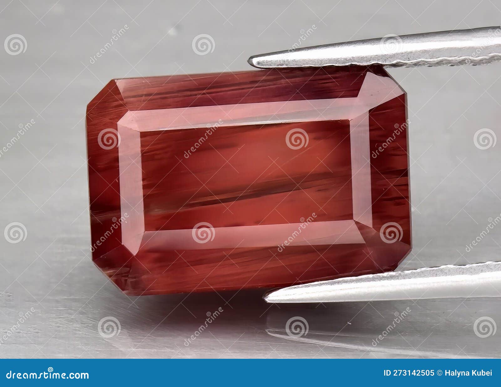 Natural Gemstone Orange Andesine on Gray Background Stock Image - Image ...