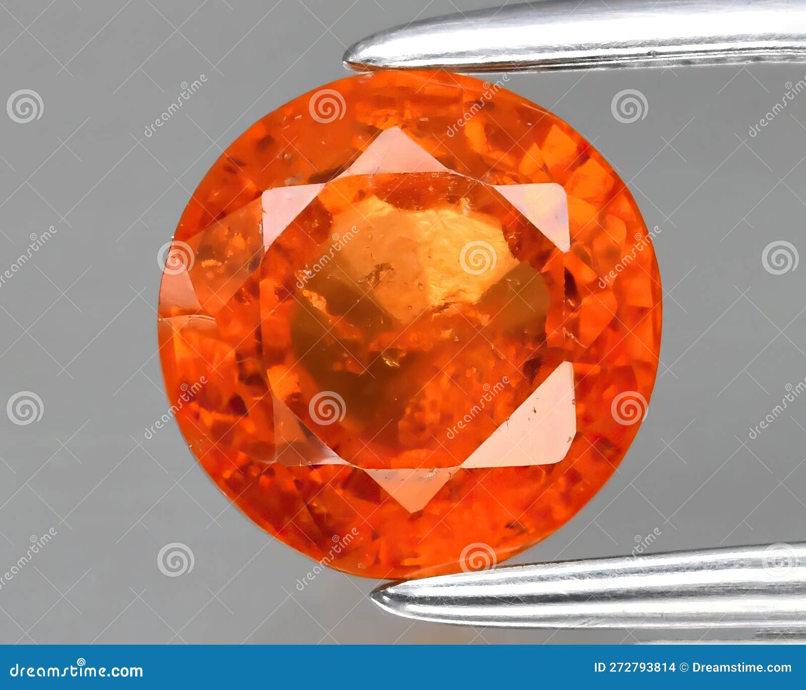 Natural Gemstone Orange Hessonite Garnet on Gray Background Stock Photo ...