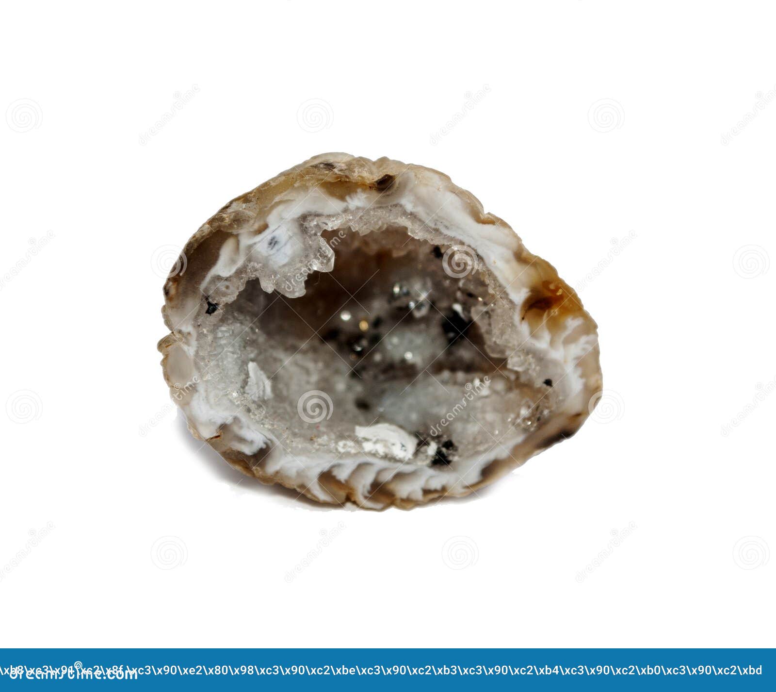 Natural Geode Agate Stone on a White Background Stock Image - Image of ...