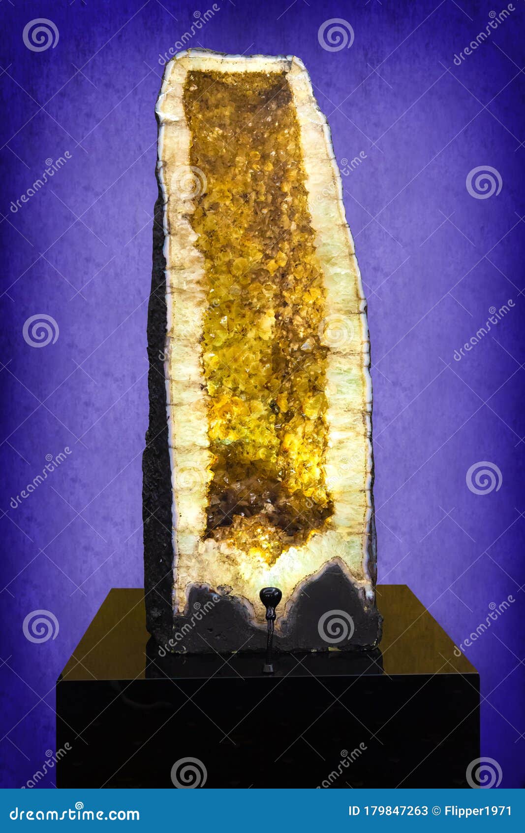 Natural Geode Citrine with Large Yellow Crystals Stock Image - Image of ...