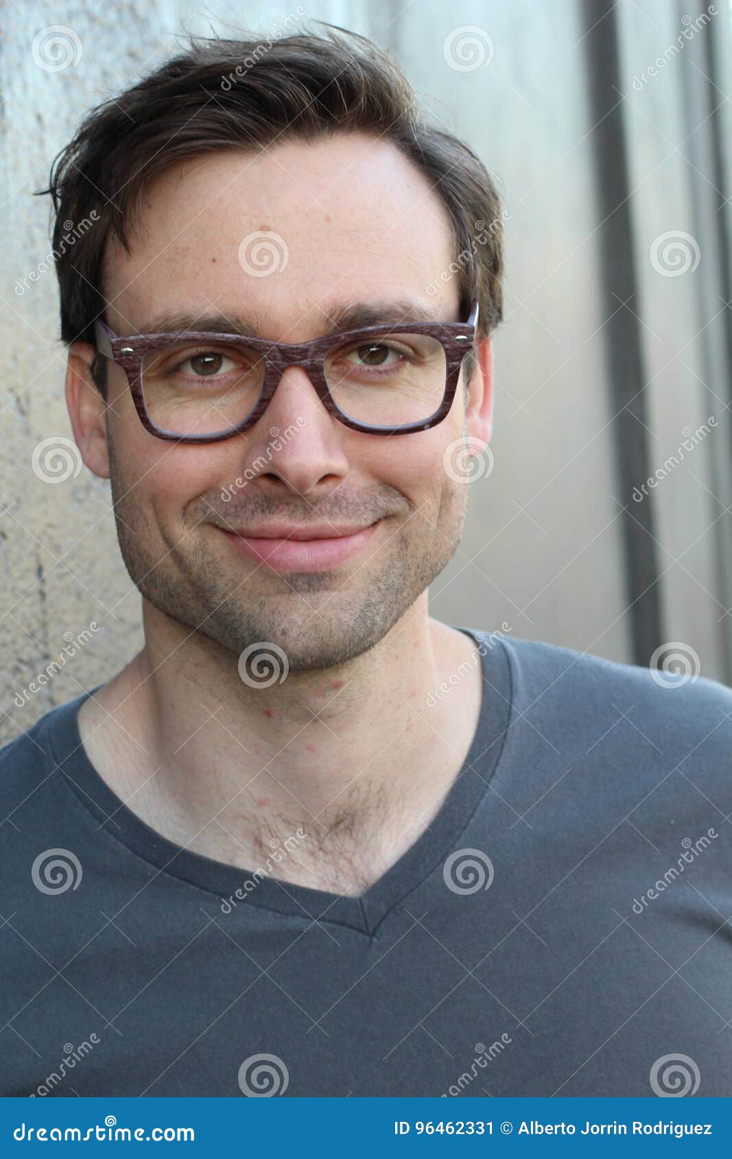 Natural Good Looking Young Man with Glasses Smiling Stock Image - Image ...