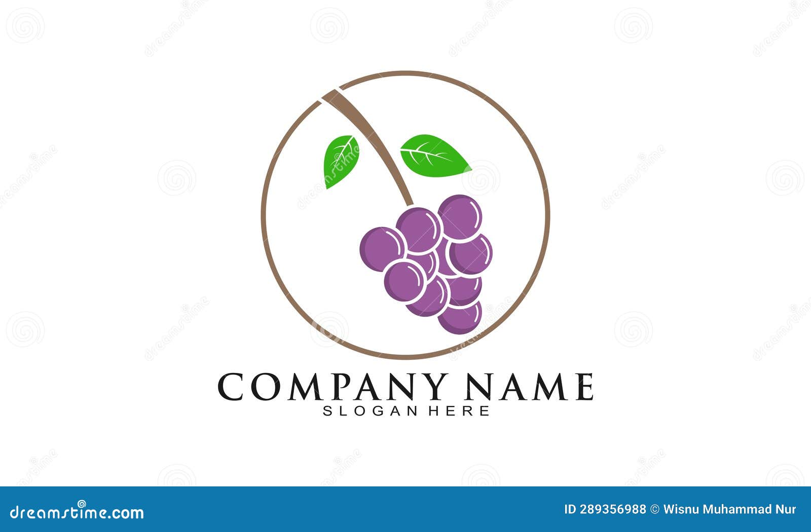 Natural Grape Fruit Illustration Logo Design Vector Stock Vector ...