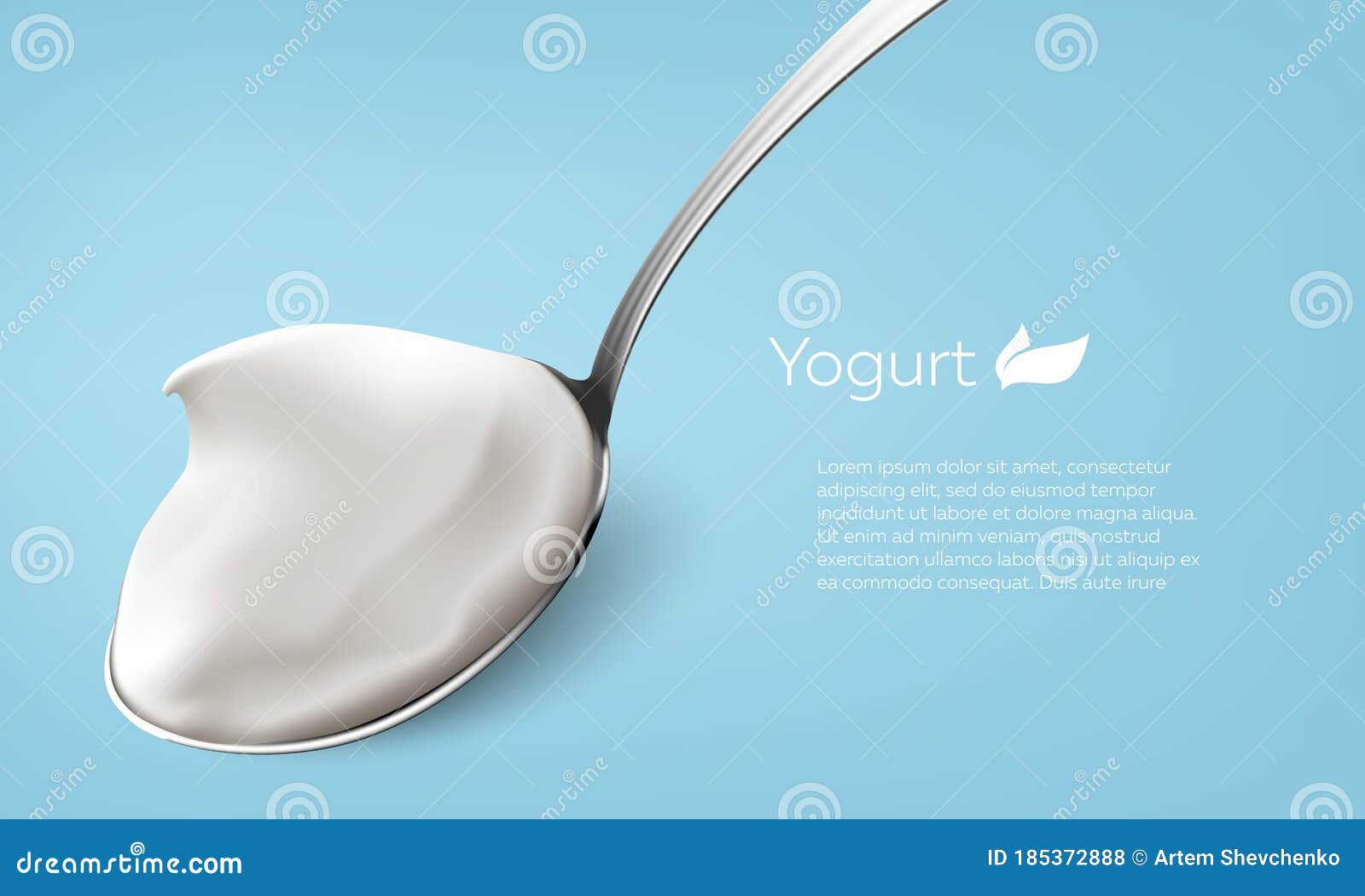 Natural Greek Yogurt in the Spoon Vector Illustration Stock Vector ...