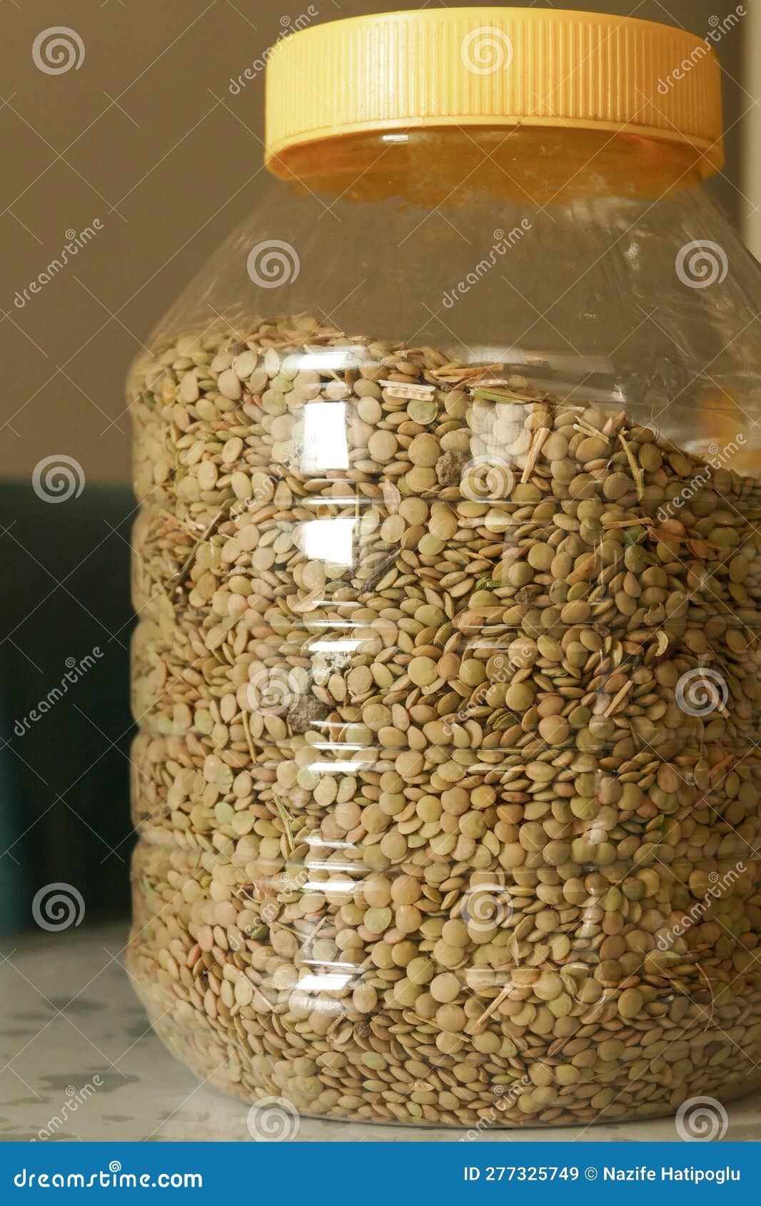 Natural Green Dried Lentils, Table Dried Lentils in a Storage Container ...