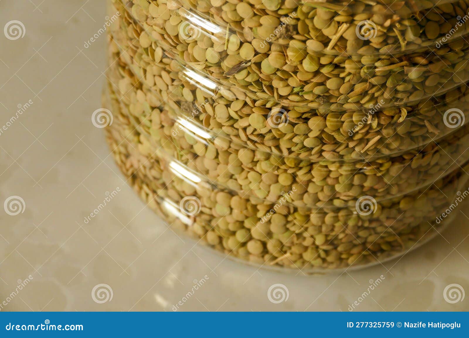 Natural Green Dried Lentils, Table Dried Lentils in a Storage Container ...