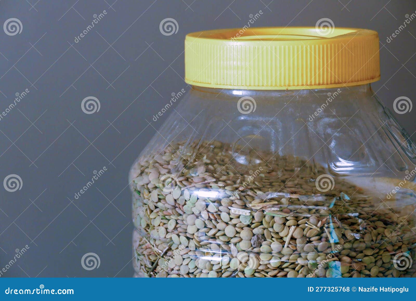 Natural Green Dried Lentils, Table Dried Lentils in a Storage Container ...