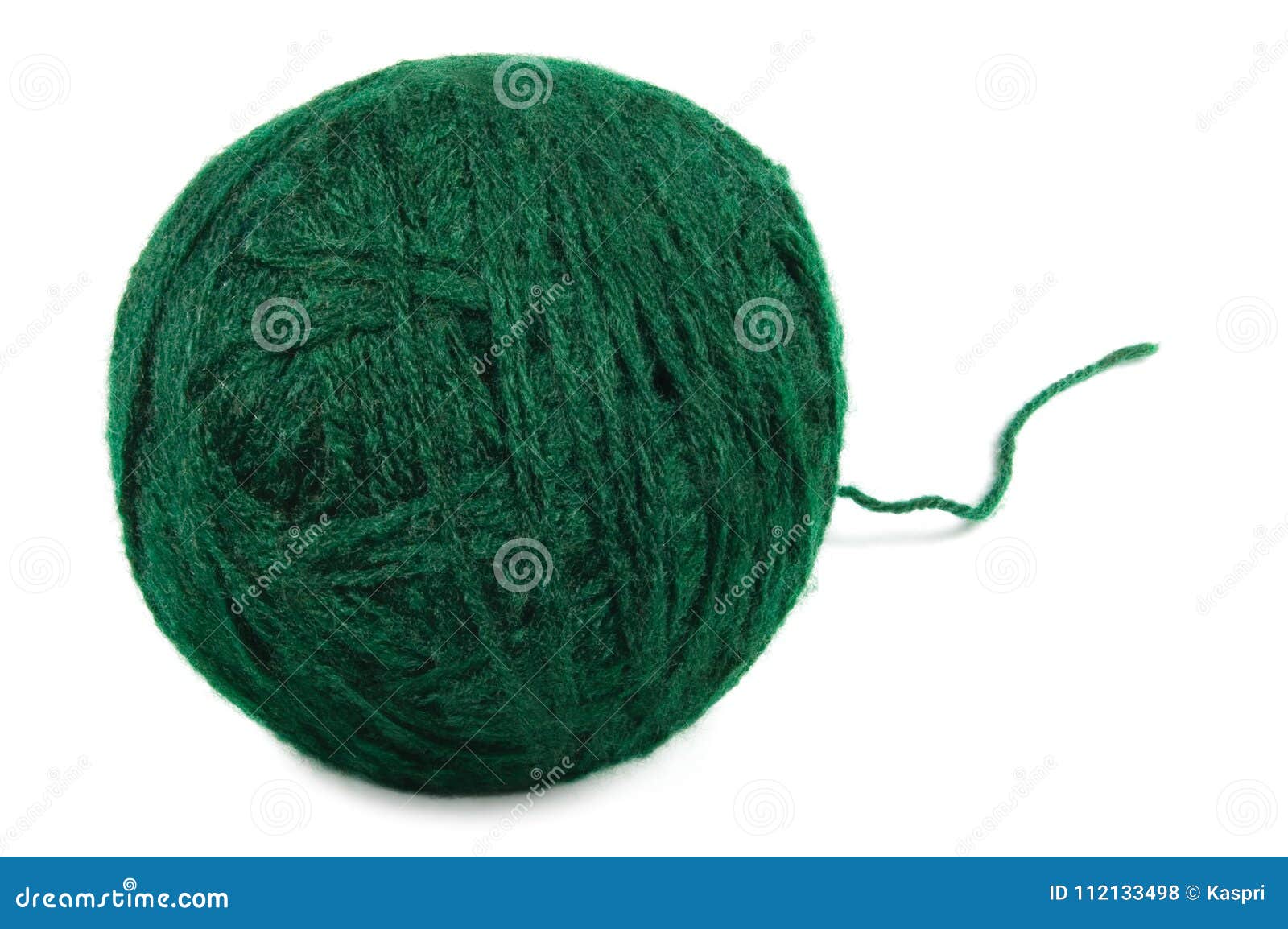 Natural Green Fine Wool Ball and Thread, Isolated Clew Macro Closeup ...