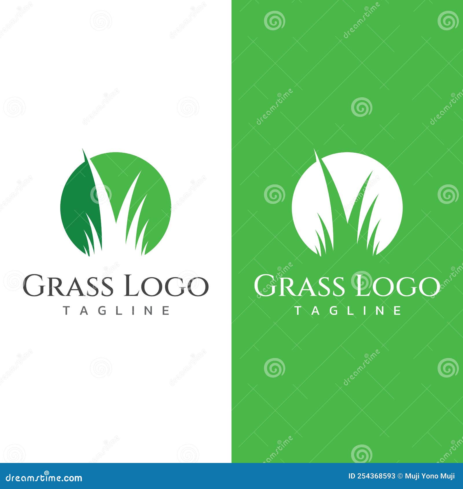 Natural Green Grass, Meadow, and Mowed Grass Element Logo in Spring ...