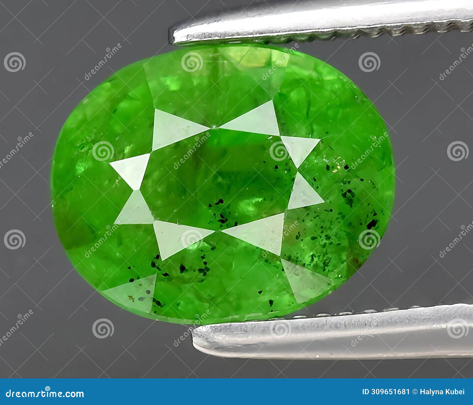 Natural Green Grossular Garnet Gem on the Background Stock Image ...
