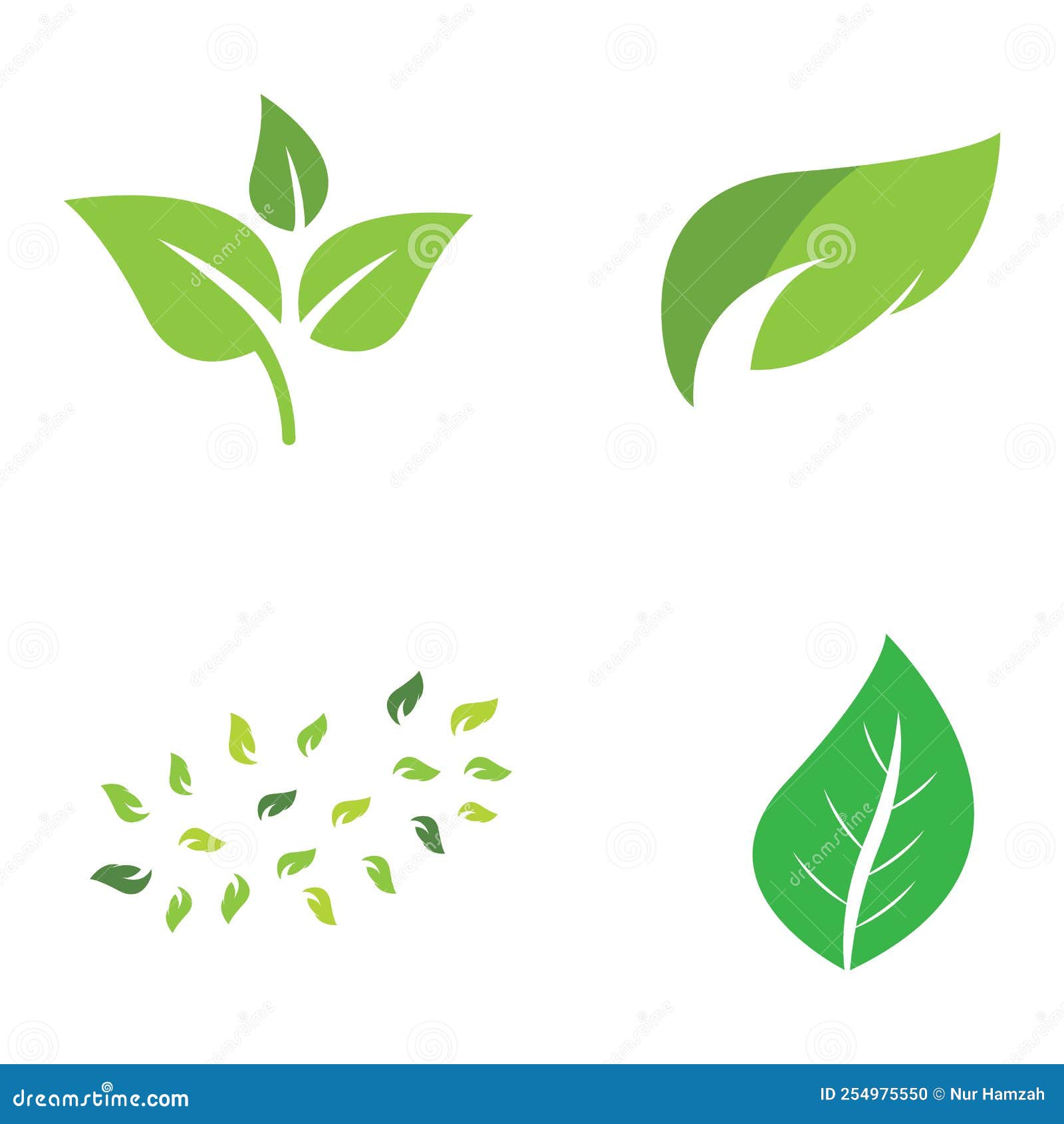 Natural Green Leaf Logo Icon Template Stock Vector - Illustration of ...