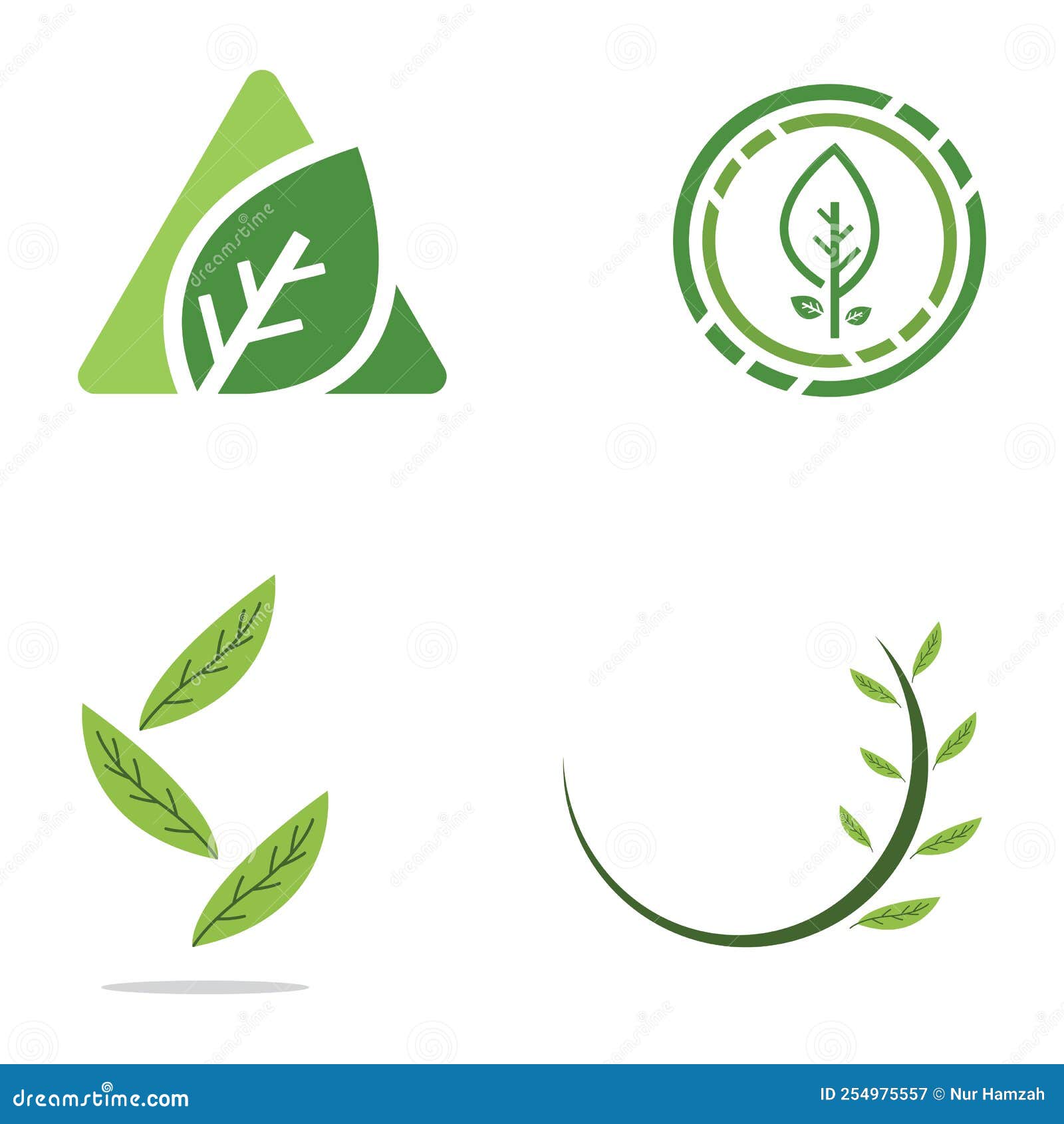 Natural Green Leaf Logo Icon Template Stock Vector - Illustration of ...
