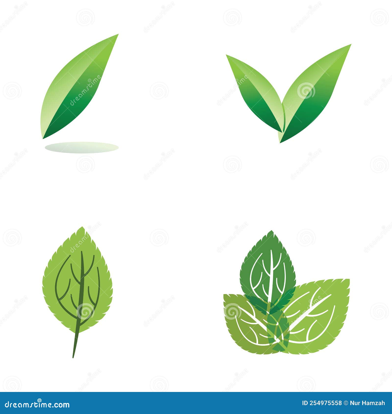 Natural Green Leaf Logo Icon Template Stock Vector - Illustration of ...