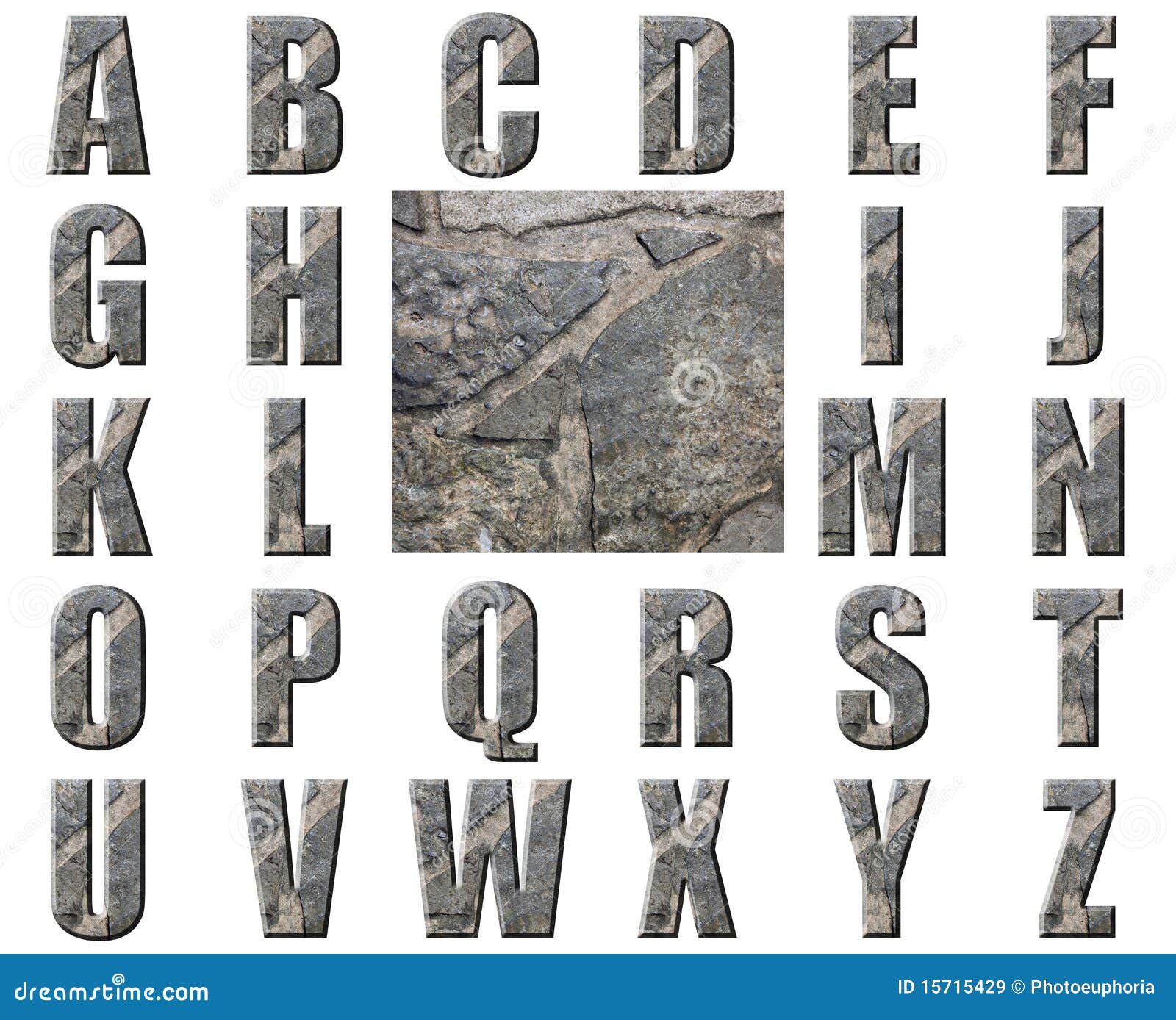 Natural Grey Stone Texture Alphabet Stock Illustration - Illustration ...