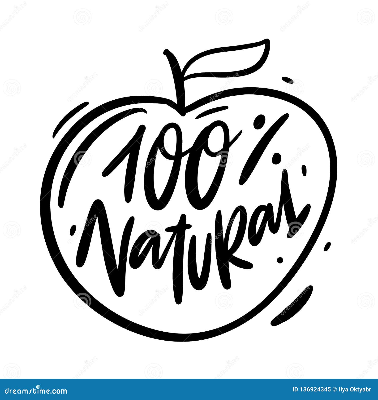 100 Natural Hand Drawn Vector Lettering and Apple Illustration ...