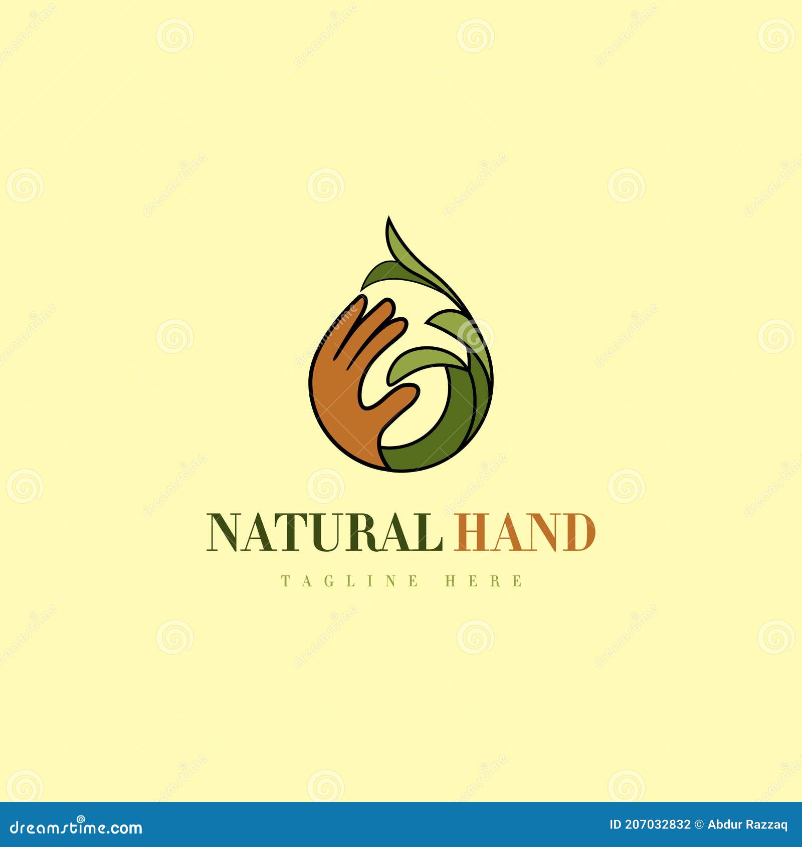 Natural Hand Logo Vector Design Hand Logo Leaf Logo Stock Illustration ...