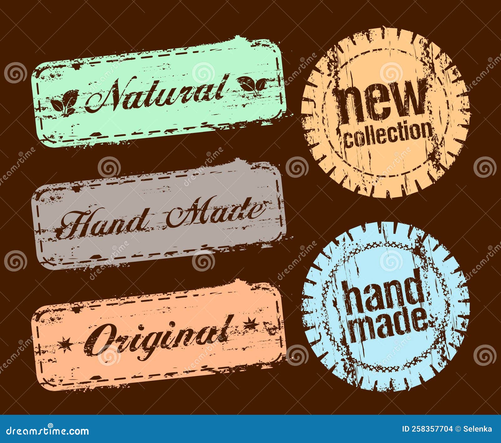 Natural, Hand Made, Original and New Collection Stamps Stock Vector ...