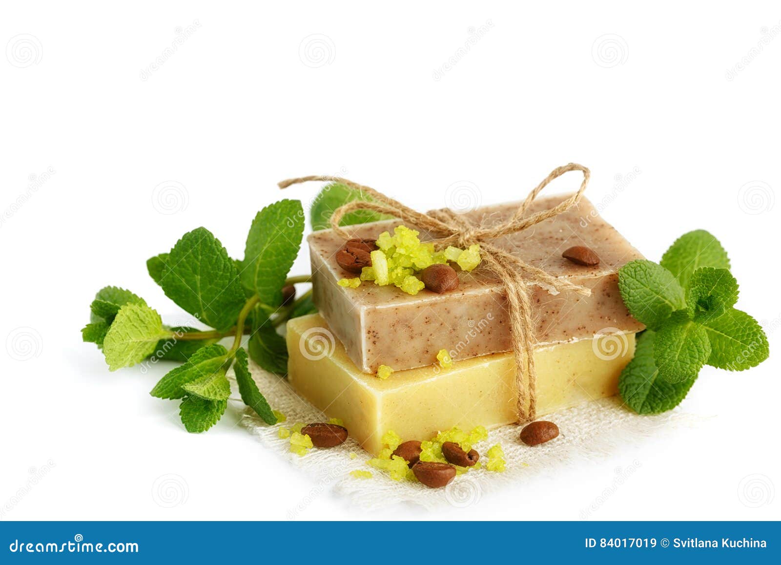 Natural Handmade Soap with Fragrant Herbs and Coffee Beans Stock Image ...