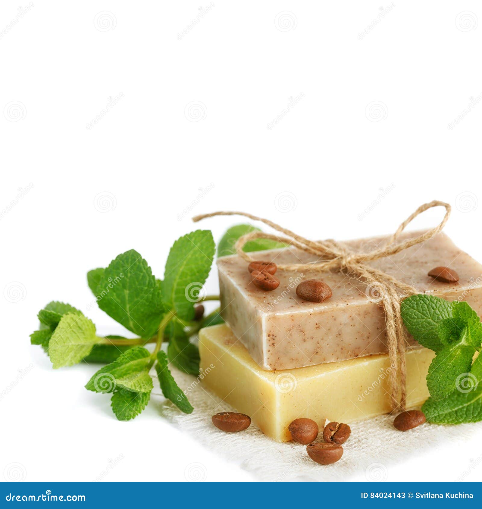 Natural Handmade Soap with Fragrant Herbs and Coffee Beans Stock Image ...