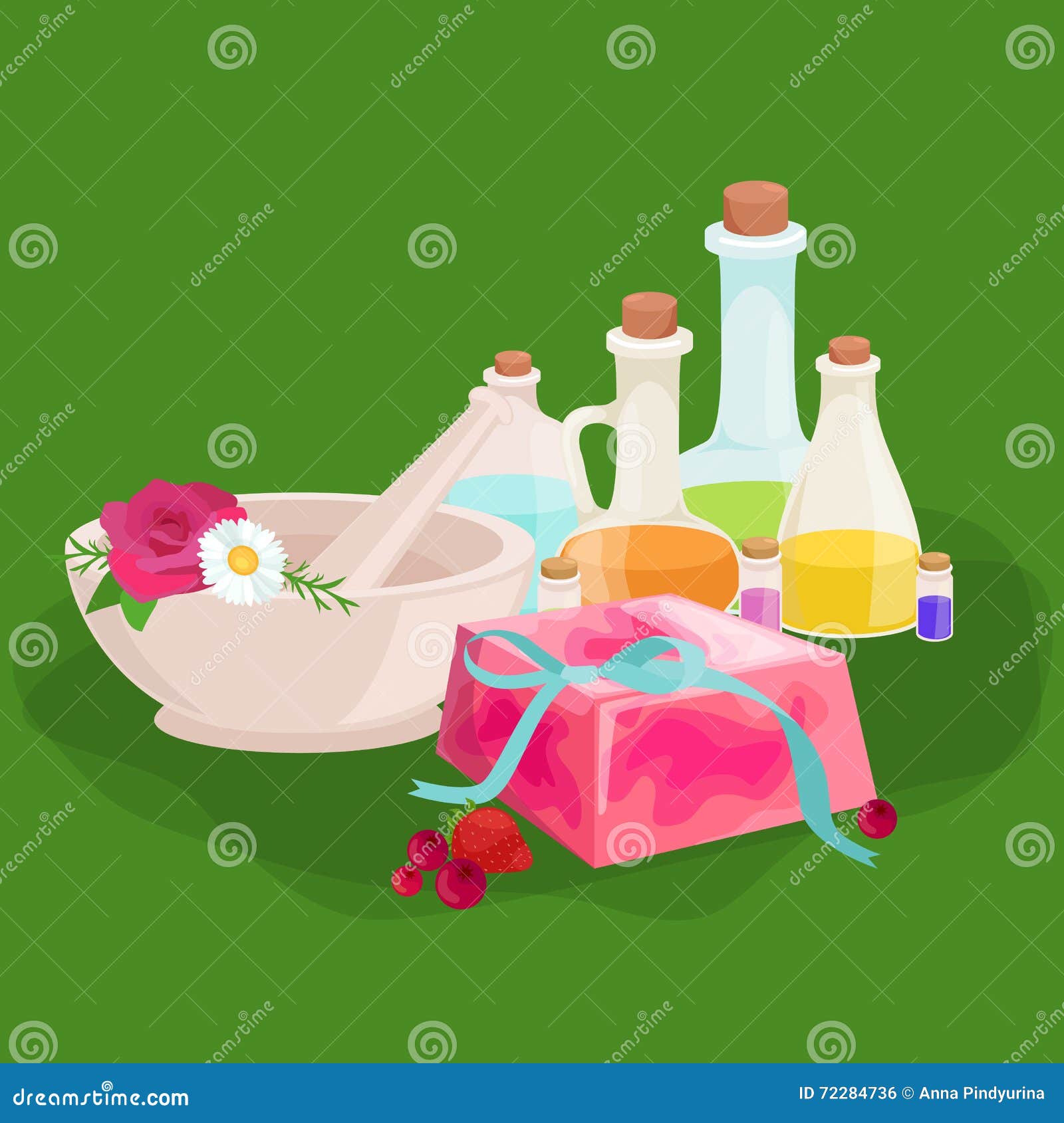 Natural Handmade Soap and Olives Vector Illustration Stock Vector ...