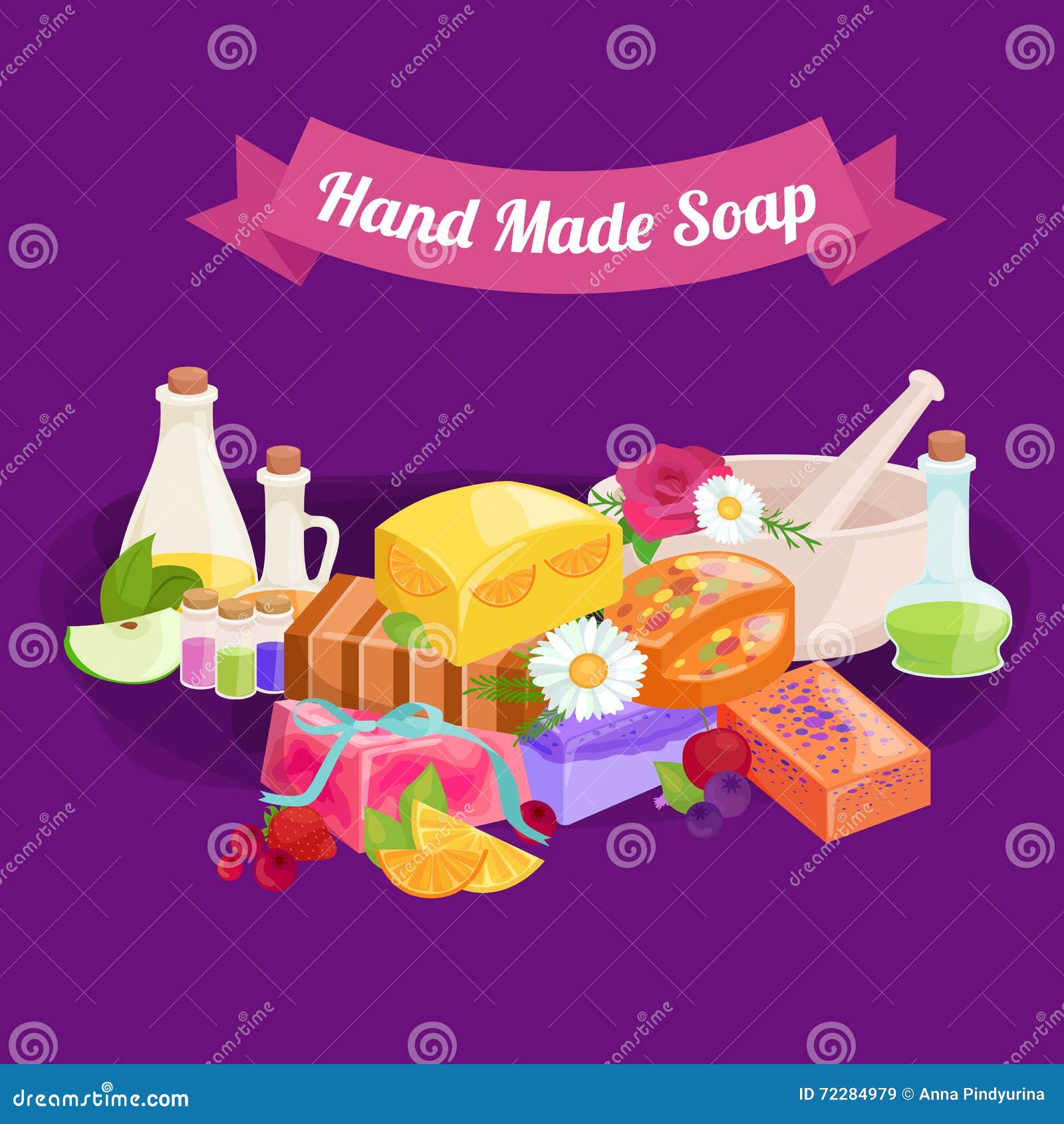 Natural Handmade Soap and Olives Vector Illustration Stock Vector ...